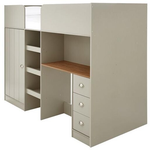 Atlanta High Sleeper with Desk, Drawers and Wardrobe with Mattress ...