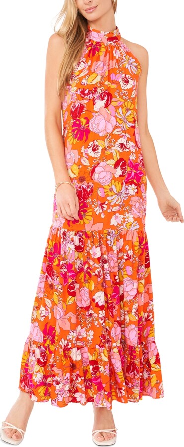 MSK Women's Floral-Print Tiered Maxi Dress - ShopStyle