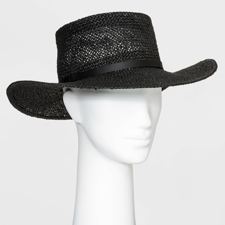 Universal Thread Women's Straw Boater Hat Black - ShopStyle