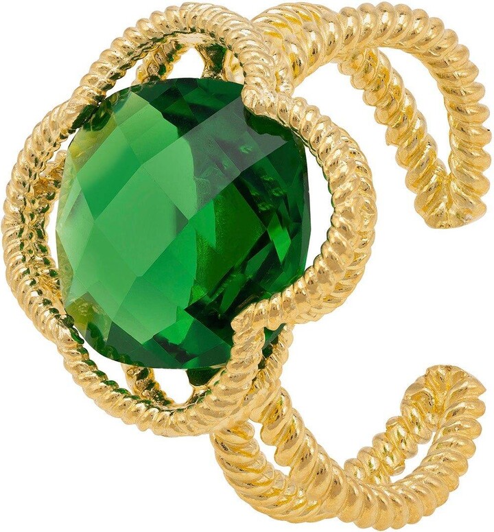 Latelita Open Clover Gemstone Cocktail Ring Gold Emerald - ShopStyle