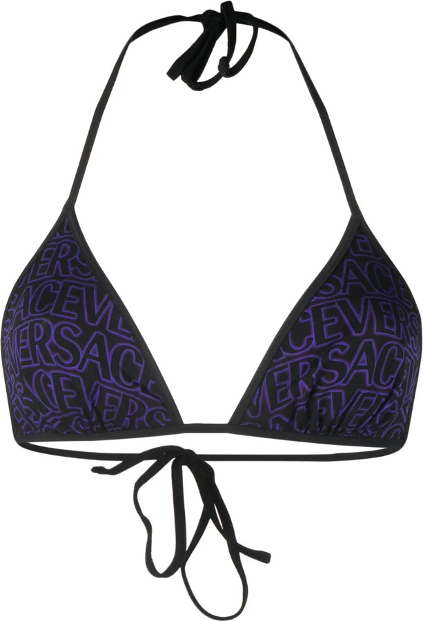 Versace Logo-Print Reversible Bikini Top - ShopStyle Two Piece Swimsuits