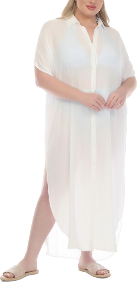Raviya Plus Size Button-Front Cover-Up Maxi Dress - ShopStyle