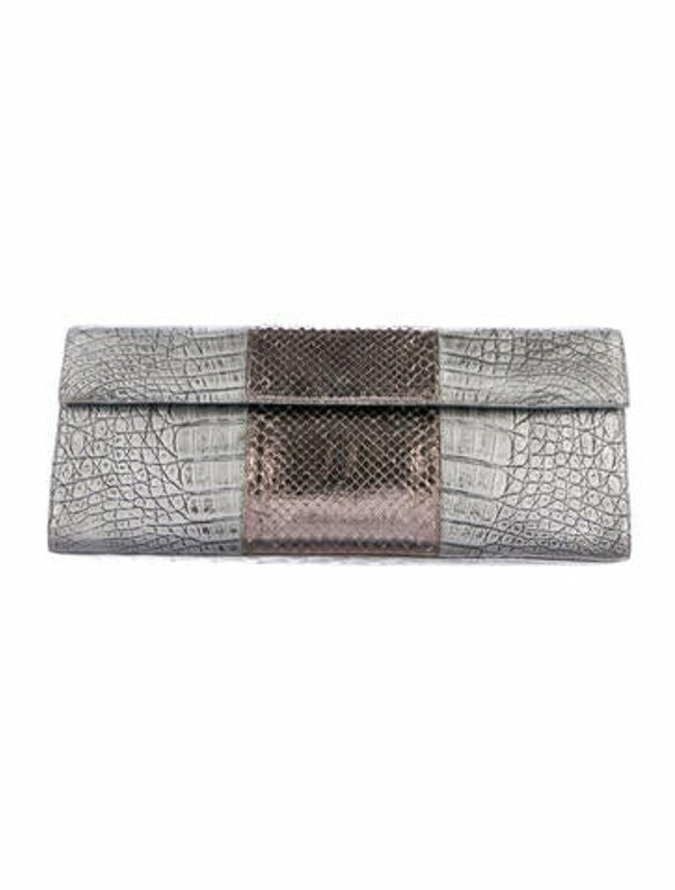 Nancy Gonzalez Python Trimmed Crocodile Clutch Metallic - ShopStyle