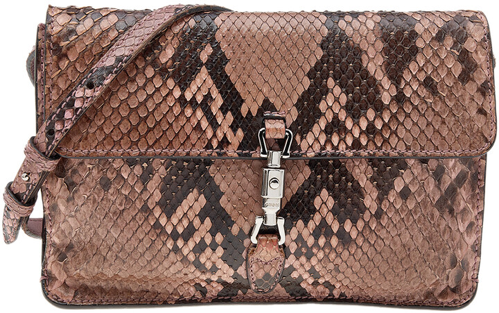 Gucci Beige/Dark Brown Python Leather Jackie Crossbody Bag - ShopStyle