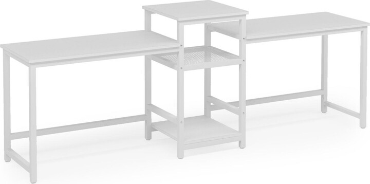 Tribesigns 96.9" Double Computer Desk with Printer Shelf, Extra Long ...