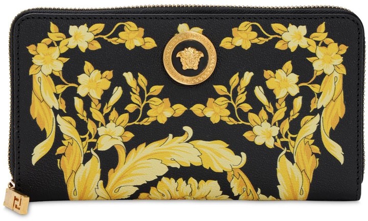 Versace Barocco Print Leather Zip Around Wallet - ShopStyle