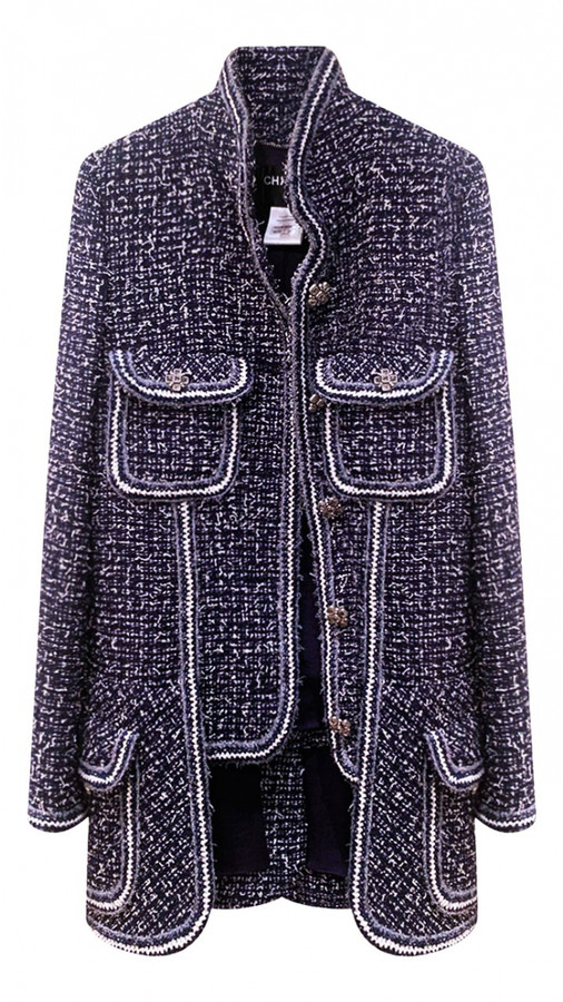 Chanel Blue Tweed Coats - ShopStyle
