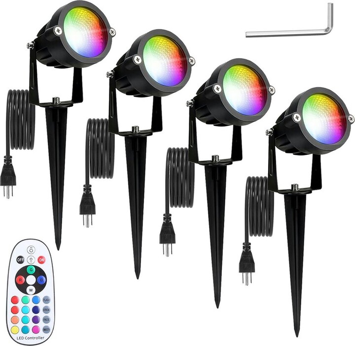 Fresh Fab Finds 4Pc Color Changing Landscape Spotlights With Remote ...