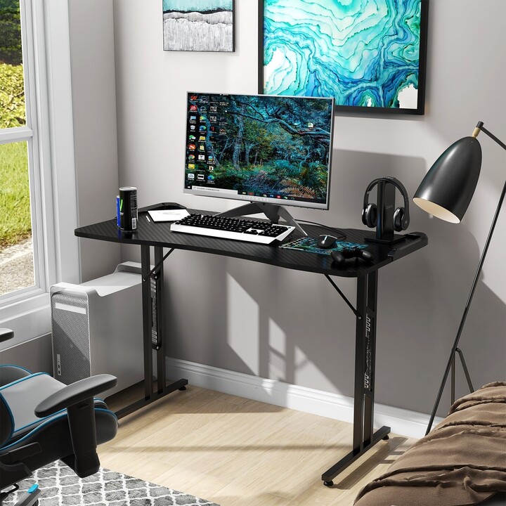 Milemont Gaming Desk, Home Office Desk Table Gamer Workstation with RGB ...