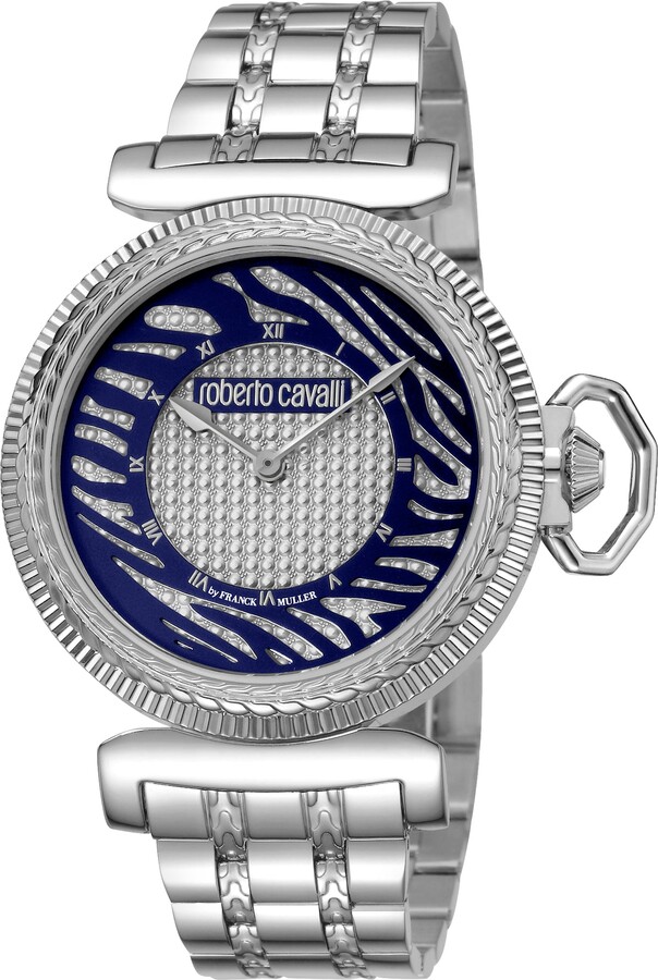 Roberto Cavalli Womens silver dial stainless steel watch - ShopStyle