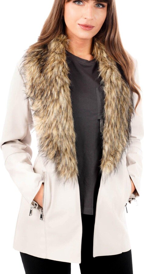 Barneys Originals Faux Fur Collar Jacket - ShopStyle