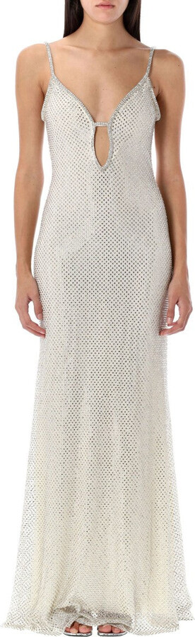 Self-Portrait Rhinestone Fishnet Maxi Dress - ShopStyle