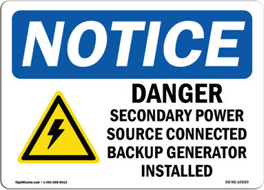 SignMission Danger Secondary Power Source Sign - ShopStyle Desks