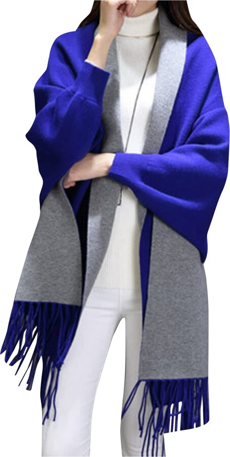 Dawwoti Knitted Ruana Shawls Wraps with Sleeve Ladies Thick Warm ...