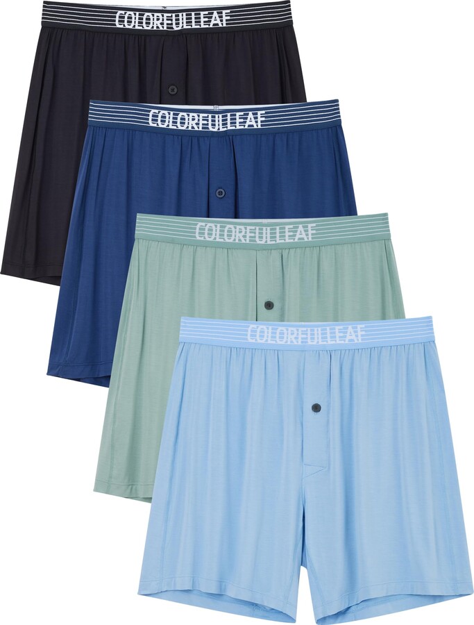 COLORFULLEAF Men's Boxer Shorts Bamboo Boxers for Men Relaxed Fit Soft ...