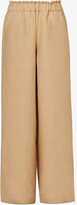 CASA RAKI Womens Tan Natalia Wide-leg High-rise Organic-linen Trousers ...
