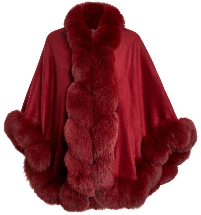Harrods Fox Fur-Trimmed Cashmere Cape - ShopStyle