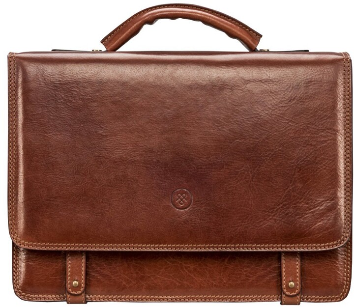 Maxwell Scott Bags Italian Tan Brown Mens Leather Satchel Briefcase Bag ...