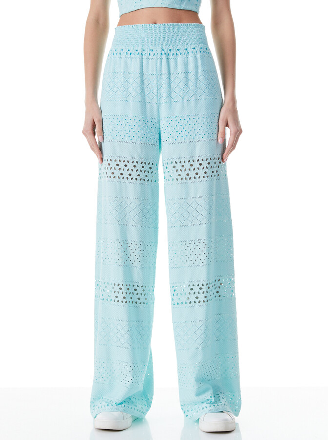 Alice + Olivia Russell High Waisted Eyelet Pant - ShopStyle