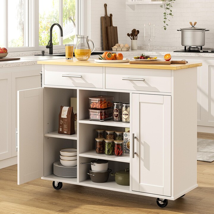 EPOWP Kitchen Island Cart Furniture cart on Wheels with Storage，Rolling ...