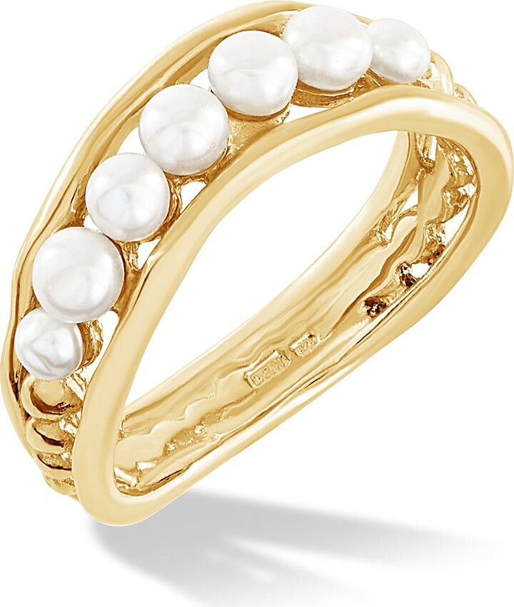 Dower & Hall Solid Yellow Gold Pearl Waterfall Ring - ShopStyle