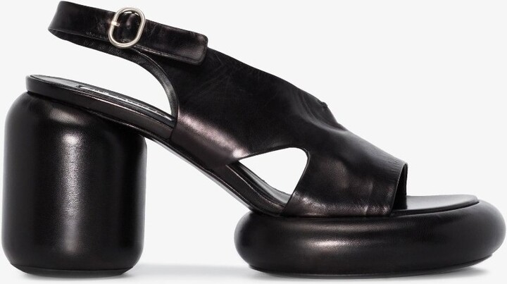 Jil Sander Black 75 Platform Leather Sandals - ShopStyle