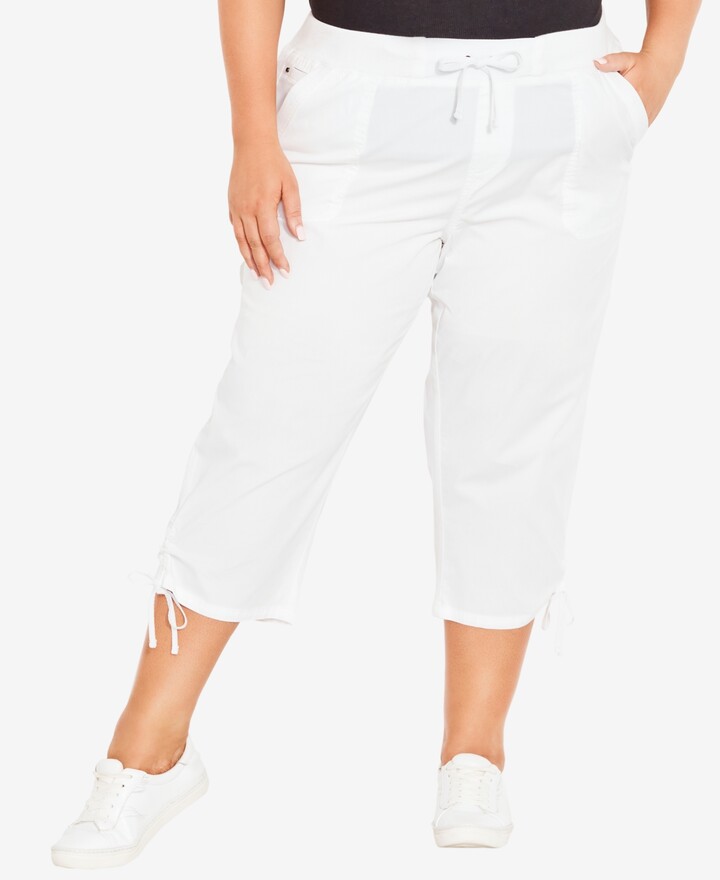 Avenue Plus Size Cotton Cinch Capri Pants - ShopStyle