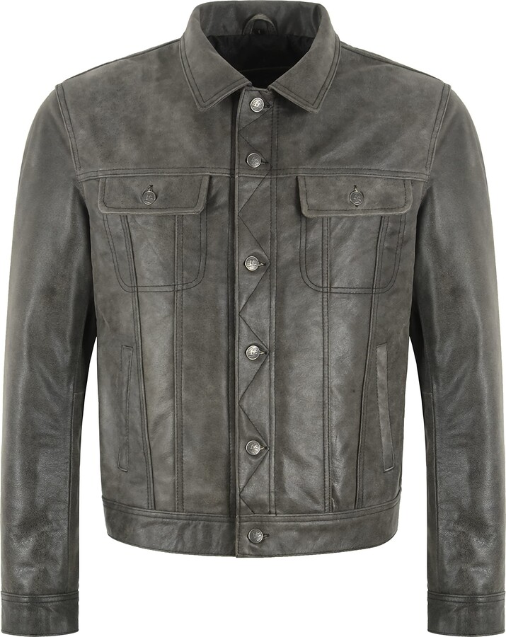 Smart Range Leather Men's Trucker Jacket Western Classic Shirt Style ...