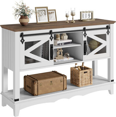 Gracie Oaks Entryway Table With Storage Farmhouse Foyer Table, White ...