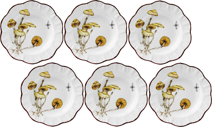 Pinto Paris of-Six Les Champignons Porcelain Soup PlatesParis - ShopStyle