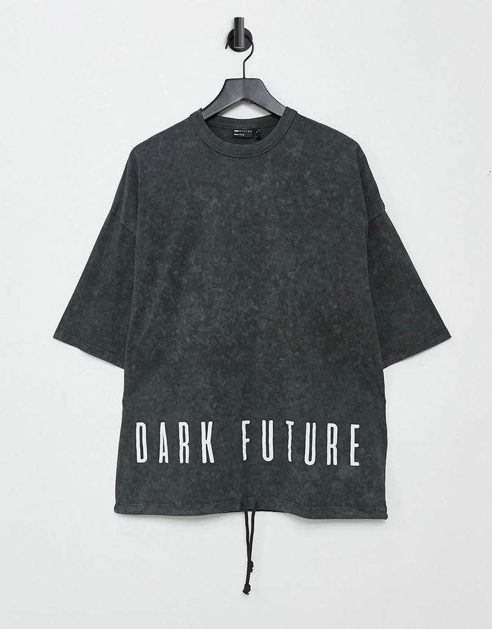ASOS DESIGN ASOS Dark Future oversized t-shirt in charcoal with back ...