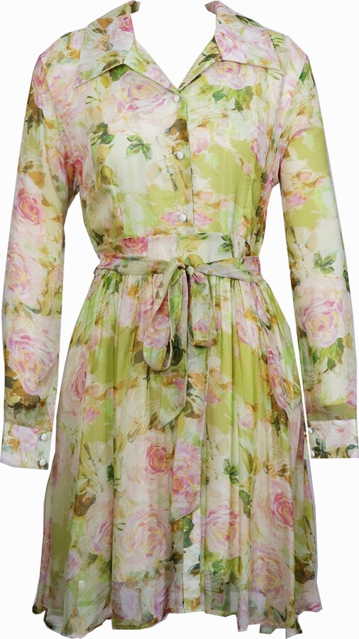 Flora by Alexandria Floral Mini Dress In Limelight - ShopStyle