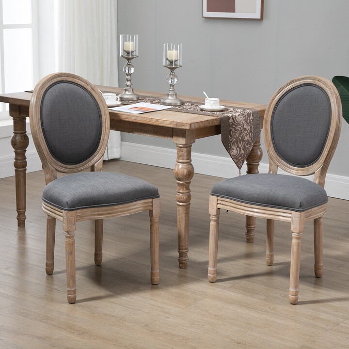 HOMCOM French-Style Upholstered Dining Chair Set, Armless Accent Side ...