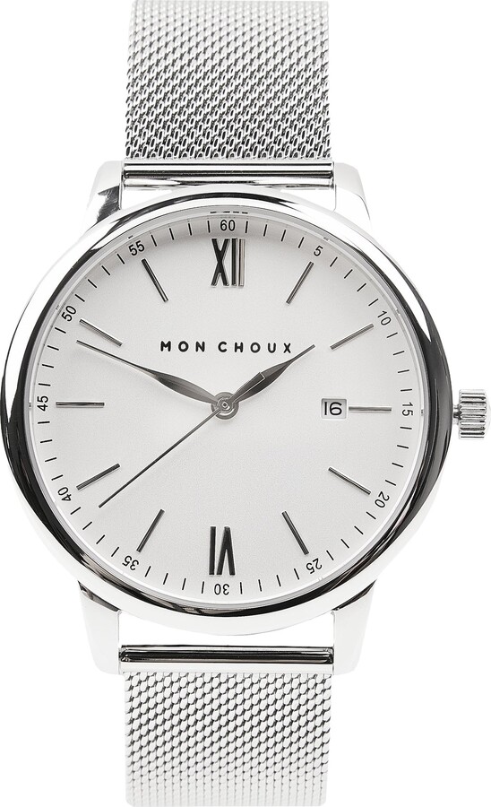 Mon Choux Men's White / Silver Homme White Silver Watch In Mesh - ShopStyle