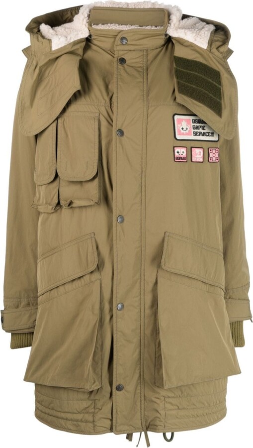 DSQUARED2 Multiple-Patches Hooded Oversize Coat - ShopStyle