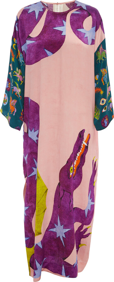 ALÉMAIS ALÉMAIS Superhero Snake Printed Silk-Satin Midi Dress - ShopStyle