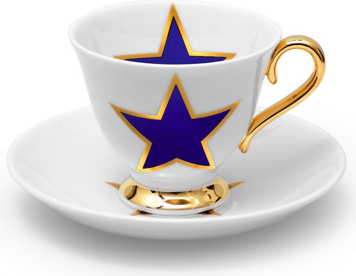 Melody Rose London White / Blue Lucky Stars Teacup & Saucer - ShopStyle