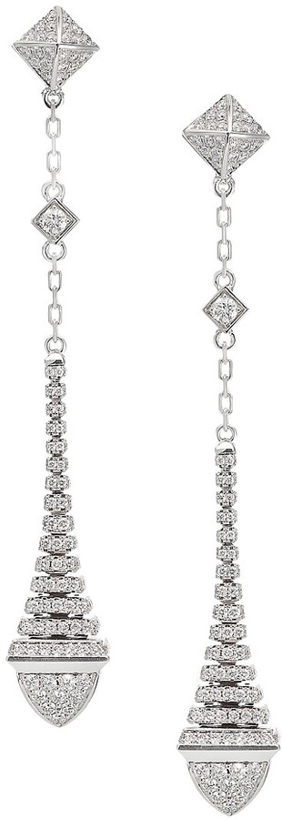 Marli Cleo By Rev 18K White Gold & 2.5 TCW Diamond Long Drop Earrings ...