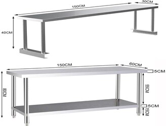 Living and Home Commercial Kitchen Prep Table + Overshelf Stainless ...