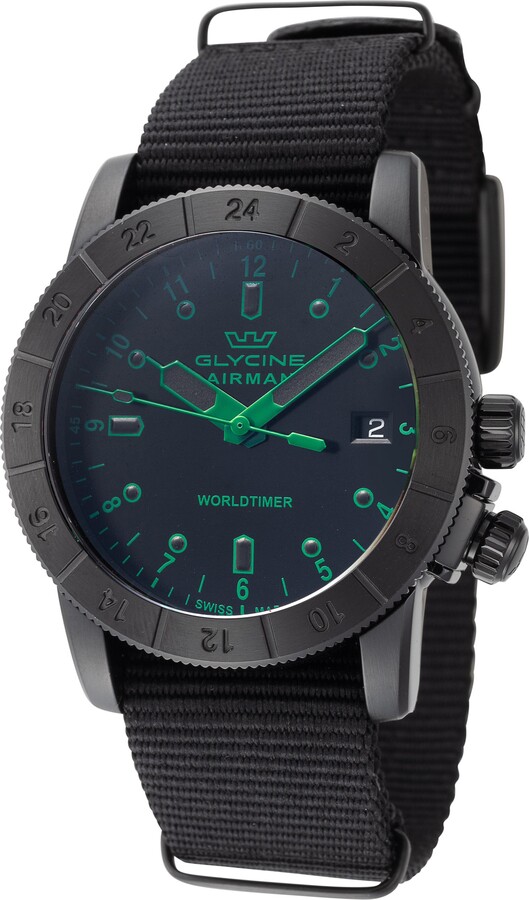 Glycine Men's Airman Worldtimer 42mm Quartz Watch - ShopStyle
