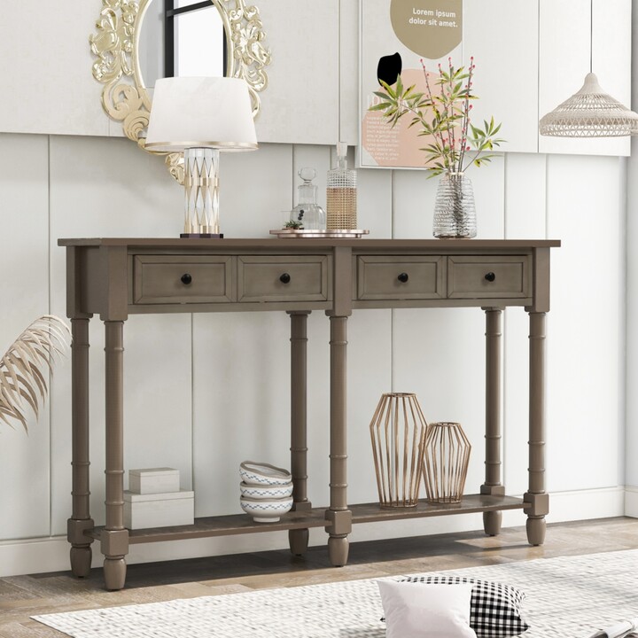 Simplie Fun Console Table Sofa Table Easy Assembly with Two Storage ...