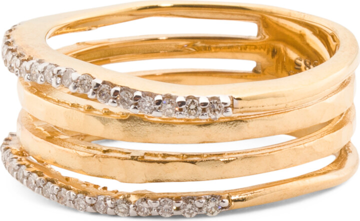 I. Reiss Made In Israel 14kt Gold Diamond Multi Row Ring - ShopStyle