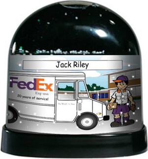 The Holiday Aisle NTT Cartoon Caricature Male Fedex Driver Snow Globe ...