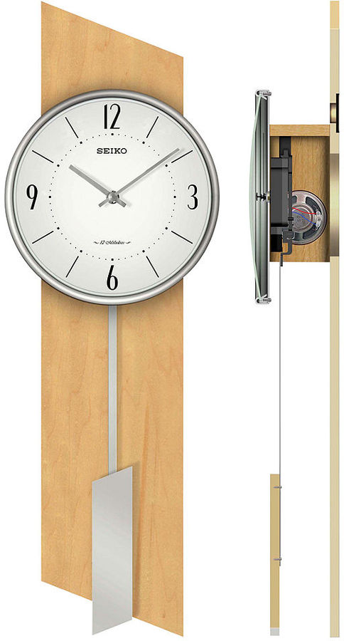 Seiko Clock, Light Brown Wood Pendulum Wall Clock QXM485BLH - ShopStyle ...