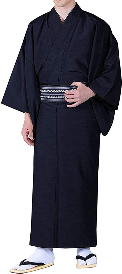 KYOETSU Men's Washable Lined Kimono Tsumugi Awase (Navy - ShopStyle Ties