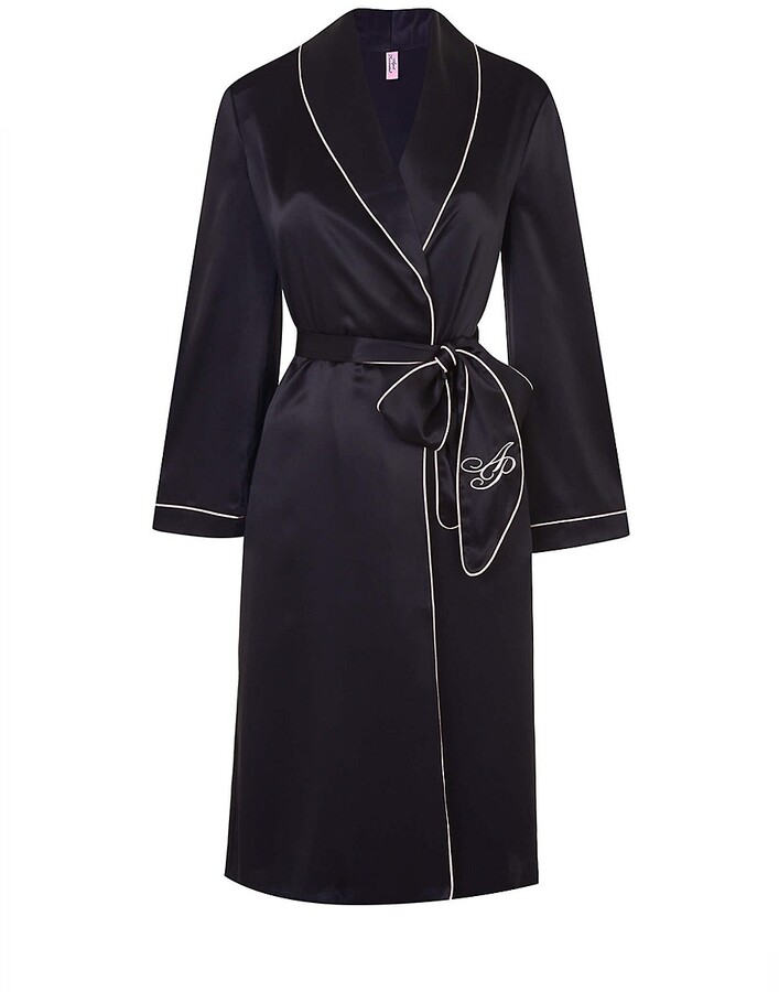 Agent Provocateur Classic Contrast-Pipping Silk Robe - ShopStyle
