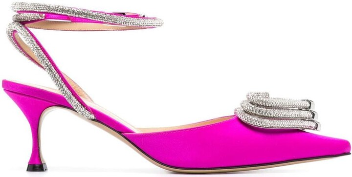 MACH & MACH Triple heart satin heel pumps - ShopStyle