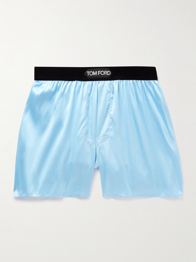Tom Ford Velvet-Trimmed Stretch-Silk Satin Boxer Briefs - ShopStyle