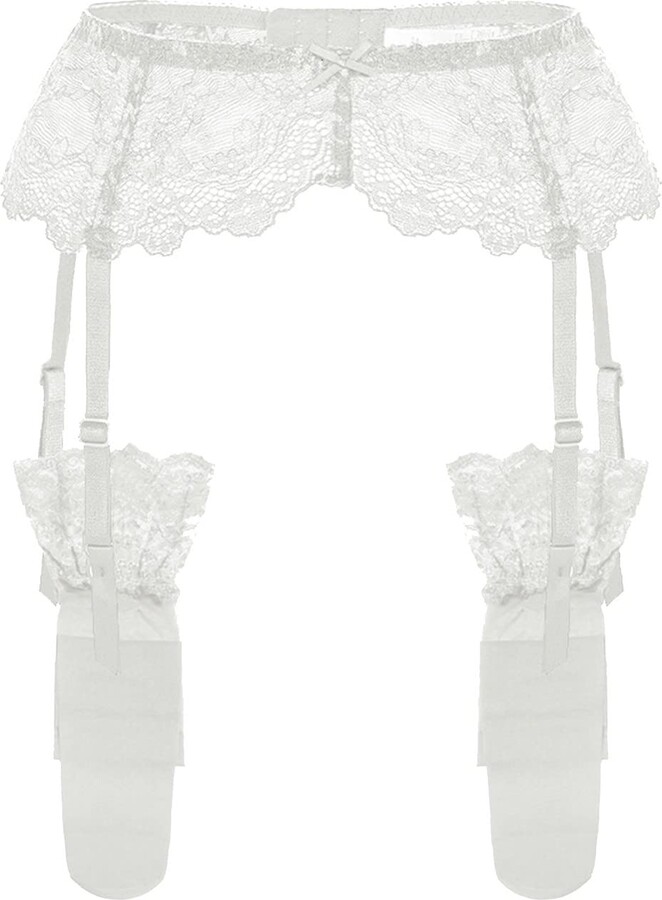 Generic Longstocking Women's Lace Embroidery See Through Panties Garter ...