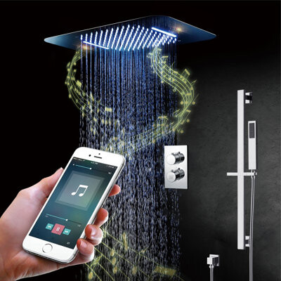 BathSelect Monza Remote Controlled LED Digital Recessed Rainfall ...